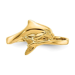 Solid 14k Yellow Gold Dolphin Ring Band Size 8