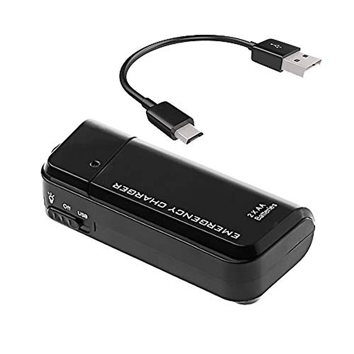 Works Portable AA Battery Travel Charger for Samsung Galaxy S22 Ultra 5G and Emergency Re-Charger with LED Light! (Takes 2 AA Batteries,USB-C) [Black]
