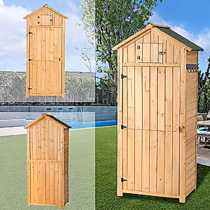 LVUYOYO Outdoor Storage Shed - Weather Resistant Outdoor Garden Storage Cabinet with Lockable Doors - Waterproof Tool Storage Organizer for Patio, Garden, Backyard, Lawn