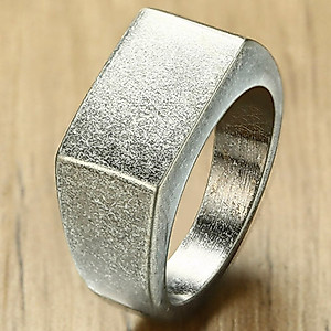 Jude Jewelers Retro Vintage Style Stainless Steel Signet Ring (Grey, 13)