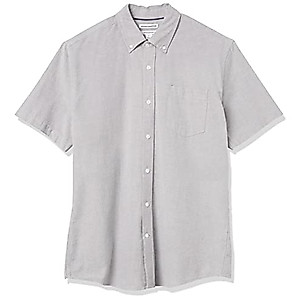 Amazon Essentials Oxford Shirts for Men - Regular-Fit, Short-Sleeve, Grey, X-Large