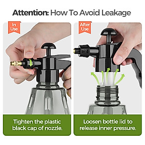 T4U Fine Mist Spray Bottle Plastic Grey 1L, Hand Held Pressure Plant Mister with Top Pump, Empty Water Sprayer Watering Can with Adjustable Nozzle for Indoor ， Outdoor Gardening and Home Cleaning