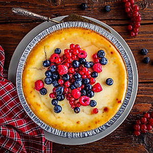 NoCry Premium Disposable Pie Pans (50 Pack) - Foil Aluminum Pie Pans 9 Inch or Disposable Pie Tins for Baking Delicious Pies or Crispy Pie Crusts