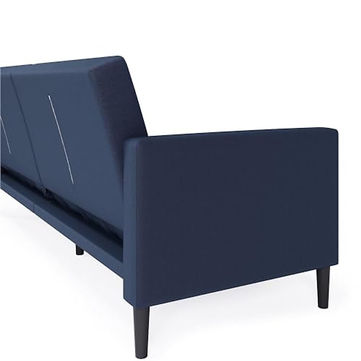 DHP Farnsworth 79 Inch Futon Sofa Bed, Upholstered Couch Sleeper with Tufted Seat, Mid-Century Modern, Navy