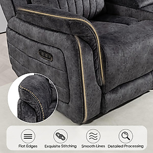 Consofa Zero Gravity Reclining Loveseat with Adjustable Headrest, Power Reclining Loveseat with Console, RV Wall Hugger Loveseat Recliner with USB & Type-C Ports for Living Room (Grey)