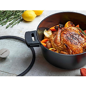 Zavor Noir 5 Qt Dutch Oven - Premium Cast Aluminum with Titanium-based Nonstick Ceramic Coating & Removable Handles - Ultra Lightweight - Oven & Induction Ready | Noir Collection