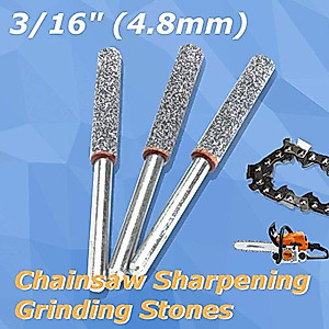 ABST14624 Abrasive 6Pcs/Set 3/16" 4.8mm Diamond Chainsaw Sharpener Burr Stone File Chain Saw Sharpening