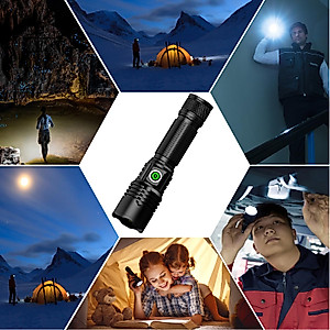 RFIUCH Rechargeable Flashlights High Lumens, 150000 Lumen Super Bright LED Flashlight with 5 Modes, LED Waterproof Handheld Flashlight for Emergencies(2 Pack)