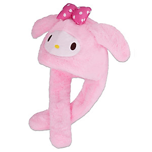 Roffatide Anime Melody Ear Moving Jumping Hat Fluffy Beanie Cap Soft Warm Winter Head Wear Cute Hats for Women Pink