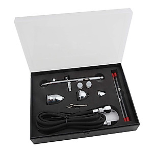 Fengda Airbrush FE-183K Precision Dual Action Airbrush Set for Gravity Feed with 3 Cup Sizes and 3 Nozzles (0.3, 0.5 and 0.8mm)