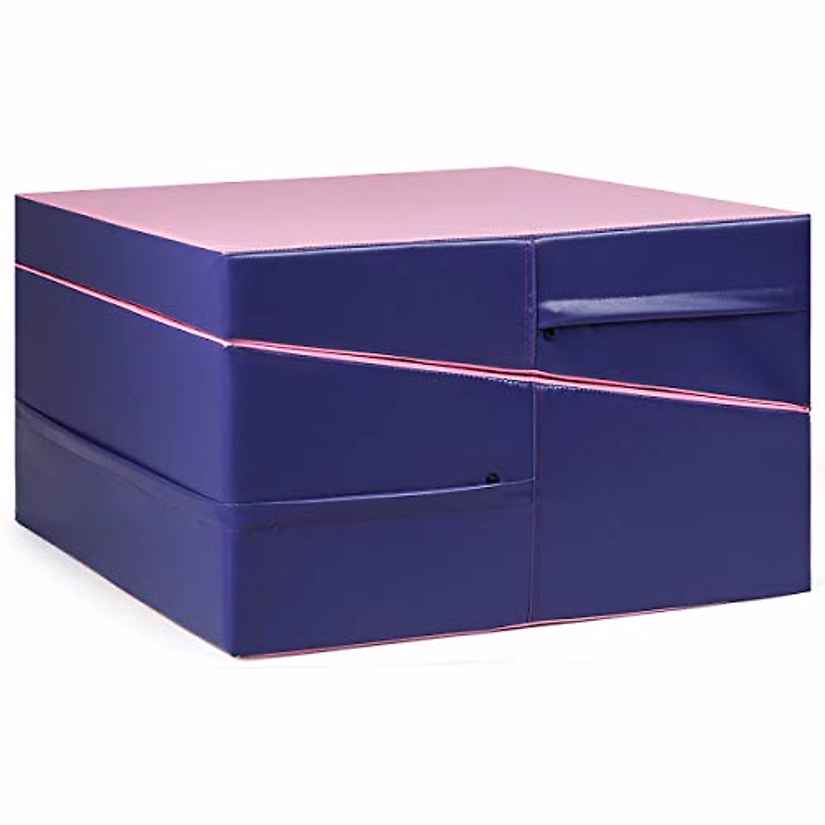 Giantex Incline Gymnastics Mat Wedge Folding and Non-Folding Gymnastics Gym Fitness Skill Shape Tumbling Mat for Kids Play Home Exercise Aerobics (Light Pink/Purple 60"X30"X14")