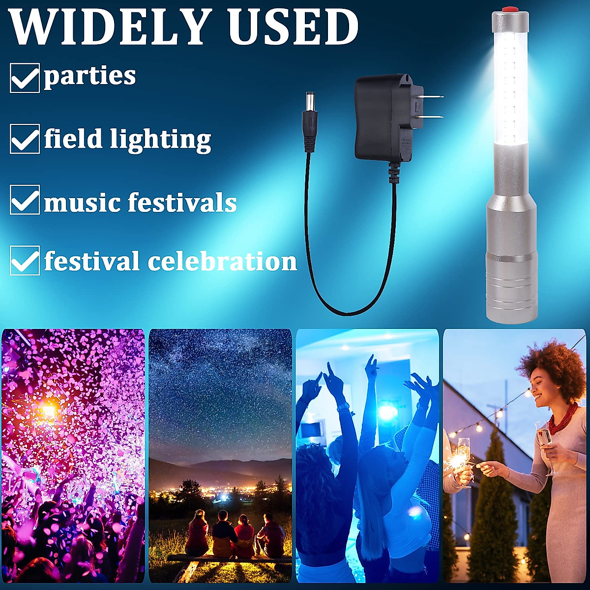 4 Pieces LED Strobe Baton Bottle Service Sparklers Bottle Service Light Bottle Handheld Light for Nightclubs Weddings Parties Activities Supplies (Silver)