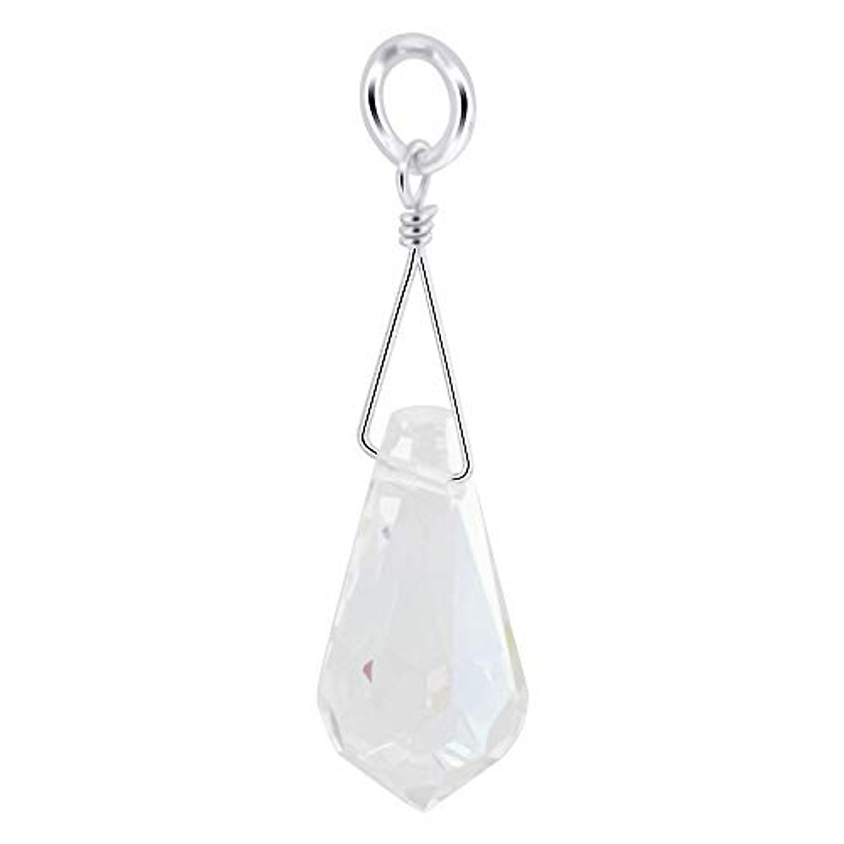 Gem Avenue Teardrop Shape Clear AB Austrian Crystals 1.25 Inch 925 Sterling Silver Charm Pendant for Women