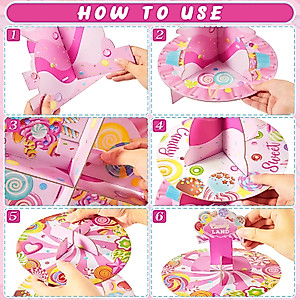 Zubebe 2 Pcs Candyland Party Decorations 3 Tier Cupcake Holder Candyland Decorations Pink Cupcake Stand Candyland Cardboard Cupcake Holder Candy Land Dessert Stand for Birthday Baby Shower Shop Party