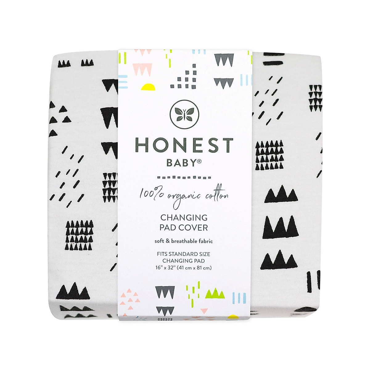 HonestBaby Organic Cotton Changing Pad Covers (Set of Two), Pattern Play/Heather Gray, One Size