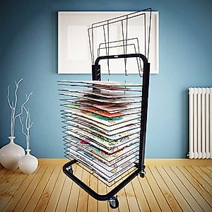 YSCMX Drying Rack, Mobile Classrooms Drying Rack with Wire Shelves for Works of Art Studios and Home Use, Black Powder Coated Finish, Drying & Print Racks (Color : 25-Layer)