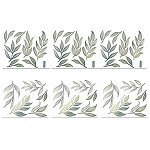Boho Leaf Floral Wall Decals - Green Leaf Stickers for Kids Nursery Wall Art Bedroom, Living Room, Classroom Decor - Removable Fabric Wallpaper Material (Green Leaf stiker)