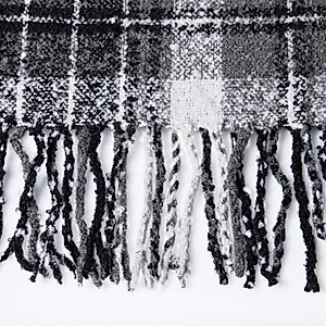 Chalier Womens Winter Plaid Infinity Scarf Warm Tassel Circle Loop Scarves & Knit Fall Scarfs for Women(03 Black+white)