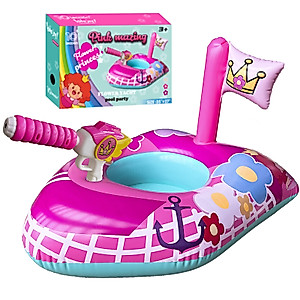 Inflatable Pool Floats Kids-Girls Pool Toys for Toddlers Ages 3-8, Kids Floats for Swimming Pool, Pink Princess Pool Floaties for Summer Water Toys