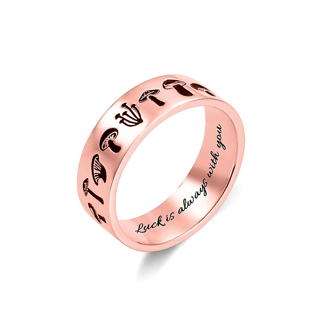 AILIN Custom Lucky Mushroom Rings In 925 Sterling Silver Personalized Engraving Birthday Wedding Band Nature Forest Jewelry Gifts For Women Girlfriends