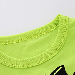 IjnUhb Toddler Boy clothes Cartoon Cotton Summer Short Sleeve T-Shirt and Shorts Kids Outfit Set (Green Dinosaur 4T