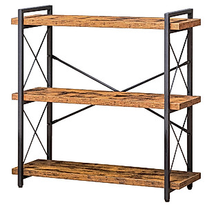 BCLOUDNEST Bookshelf, 3 Tier Book Shelf, Industrial Bookcase for Living Room, Home Office and Kitchen