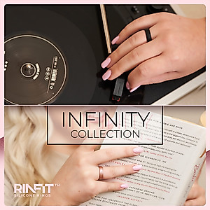 Rinfit Silicone Rings for Women - Infinity Rubber Wedding Bands Sets for Her - Matching Silicone Rings for Couples - Patented Design - Rose Gold, Pink, Black, White, Silver, Size 6