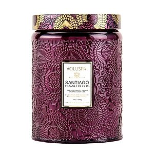 Voluspa Santiago Huckleberry, Large Candle Jar, 18 oz, 100 Hour Burn Time, All Natural Wicks and Coconut Wax for Clean Burning, Vegan, Poured in the USA