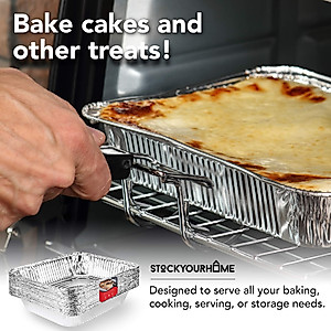 Stock Your Home 9x13 Aluminum Pans (20 Pack) - Disposable & Recyclable Foil Tray- Half Size Steam Table Deep Pans - Tin Foil Pans for Cooking, Heating, Storing, Prepping Food, BBQ, Grilling, Catering
