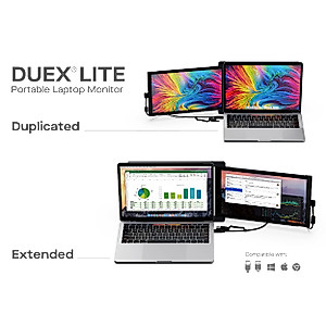 Duex Mobile Pixels Lite Portable Monitor for Laptops 12.5" Full HD IPS Screen,USB C Ultra Portable Laptop Dual Monitor, Plug and Play,Any Laptops Compatible (Grey)