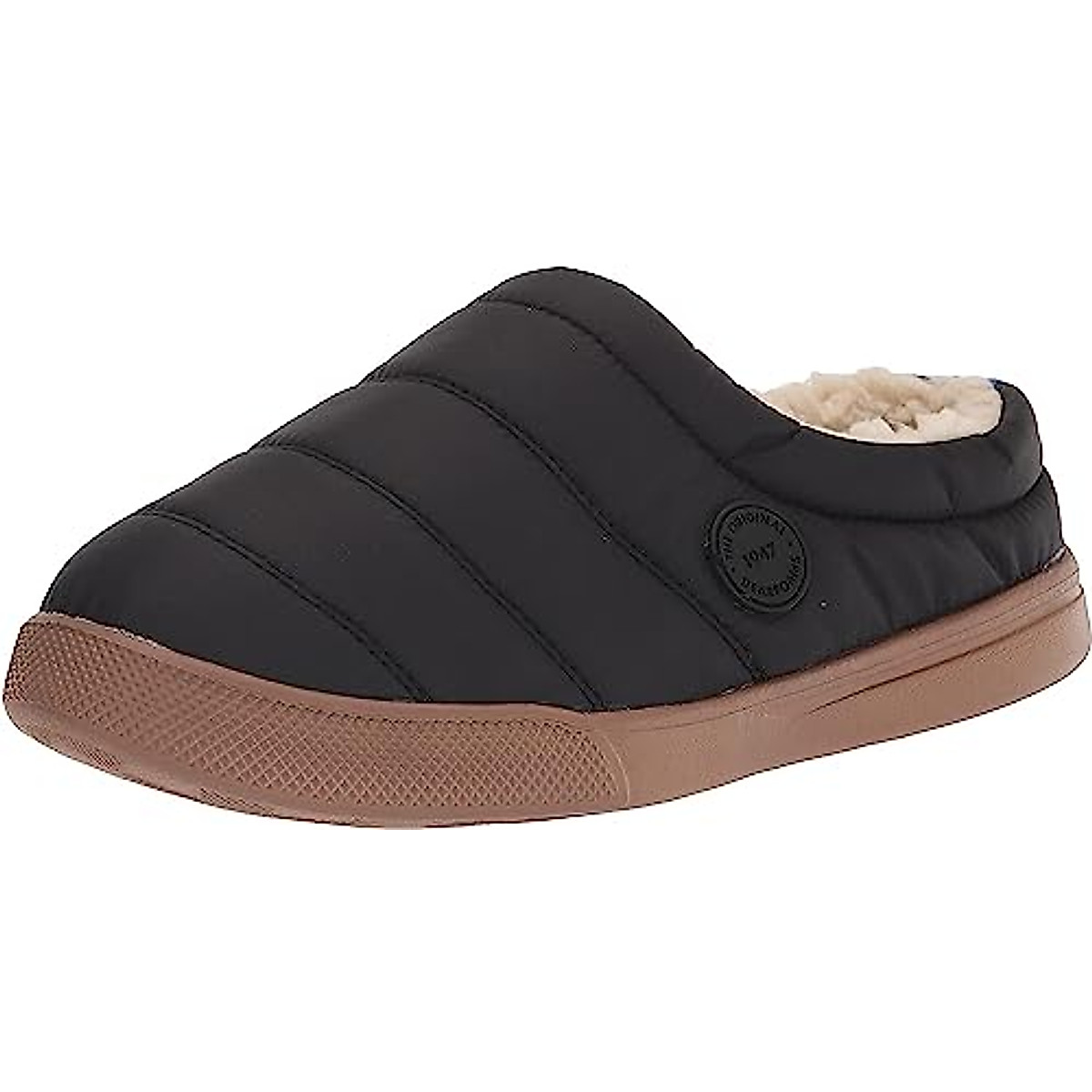 Dearfoams Women's Kendra Sport Lounge Memory Foam Clog Slipper, Black Nylon, Medium
