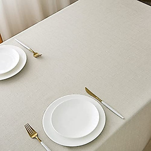 NLMUVW Faux Linen Rectangle Tablecloth Waterproof Wrinkle Resistant Textured Table Cloth Farmhouse Decorative Table Cover for Kitchen Dining and Party, 54 x 78 Inch, Ivory