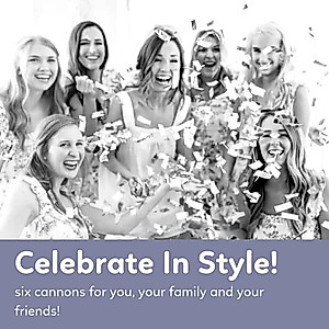 6 Pack White Wedding Confetti Cannon Confetti Poppers | Biodegradable | TUR Party Supplies | Launches Up to 25ft | Giant (12 in) | Party Poppers for Weddings, Bachelorette Parties, Birthdays Celebrations