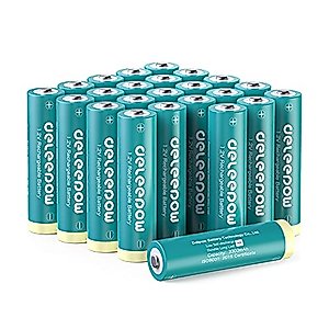 Deleepow AA Rechargeable Batteries Ni-MH, 3300mAh Long Lasting, 1.2V 1200 Cycles Rechargeable AA Batteries- 24 Count for Household and Business Devices