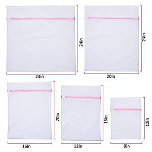 LANQI 5Pcs Multi-size Durable Mesh Laundry Bags,Houseware Laundry Bra with Zipper.Cloth Mesh Washing Bag,Travel Laundry Bags