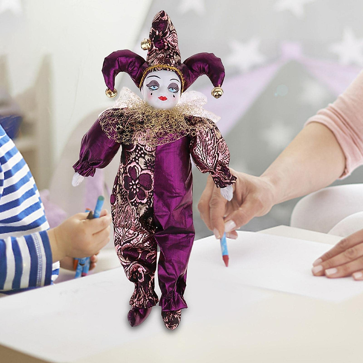 SM SunniMix 30cm Porcelain Doll Harlequin Doll Figures Delicate for Valentine Gift