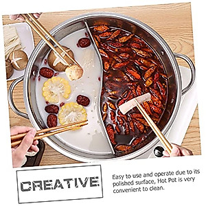 KICHOUSE Stainless Steel Mandarin Duck Pot Soup Pot with Lid Korean Cookware Stainless Steel Stock Pot Shabu Hot Pot Divided Hot Pot Cooker Chinese Hotpot Pot Double Flavor Hot Pot Mongolia