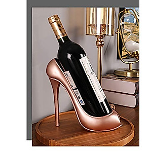Fantes High Heel Wine Holder Bottle Rack Counter Top Storage Stand for Wedding Party Home Decor (Rose Gold High Heel)
