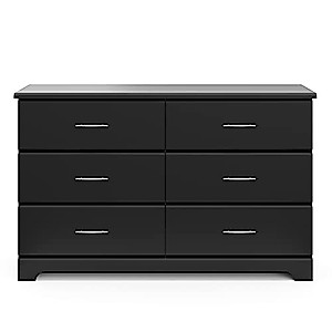 Storkcraft Brookside 6 Drawer Double Dresser (Black) – GREENGUARD Gold Certified, For Nursery, Kids Organizer, Chest of Drawers
