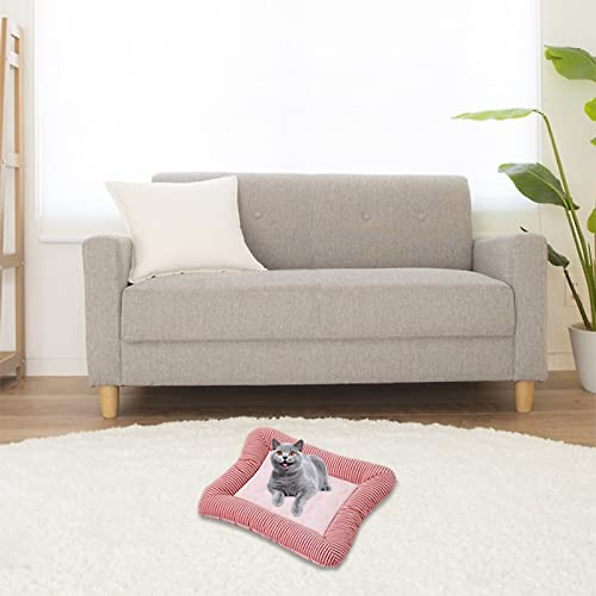 Dog Bed Mat - Soft Crate Mat with Anti-Slip - Pet Mattress for Dog/Cat Sleeping/2183 (Color : Pink)