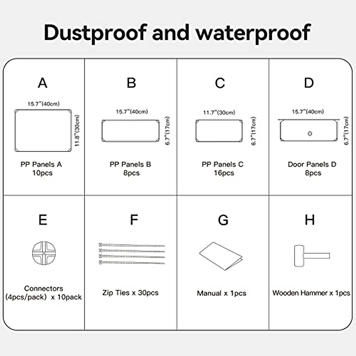 UNZIPE Shoe Rack Cabinet, 8-Tier Shoe Storage Organizer with Doors for Entryway, 16 Pair Plastic Shoe Shelves with Covered DIY Freestanding Shoe Tower for Closet Bedroom Hallway Mudroom Garage, White