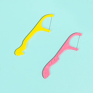 Kids Flossers Dispenser- LIAMOSS Dental Floss Picks Dispenser-Disposable Floss Sticks Dispenser,88 Count Flossing(Pink+Yellow),Hygiene and Organizer,More Convenient