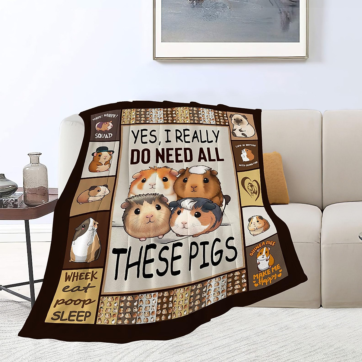 Guinea Pig Blanket Cute Guinea Pig Decor Throw Blankets Cozy Fleece Flannel Soft Warm Plush Lightweight Bedding Guinea Pig Stuff Gifts for Boys Girls Men Women Kids for Couch Sofa Bed 40"X50"