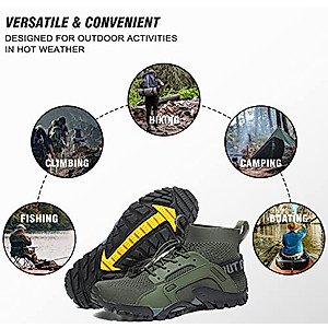 LOUECHY Men's Hiking Shoes Slip-On Walking Shoes Breathable Sock Sneakers 8305-41 Army Green-8