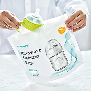 ECOOPTS 12 Count Microwave Steam Sterilizer Bags Reusable Micro-Steam Bags for Baby Bottles and Breast Pump Sterilizer Parts Microwave Steam Bags