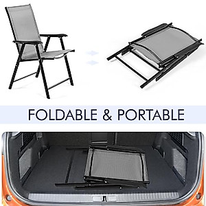 Yaheetech Patio Chairs Outdoor Chairs Set of 2 Portable Dining Chairs with Armrests for Camping, Lawn Yard Beach, Folding Patio Chairs 2-Pack Patio Chairs Metal Frame