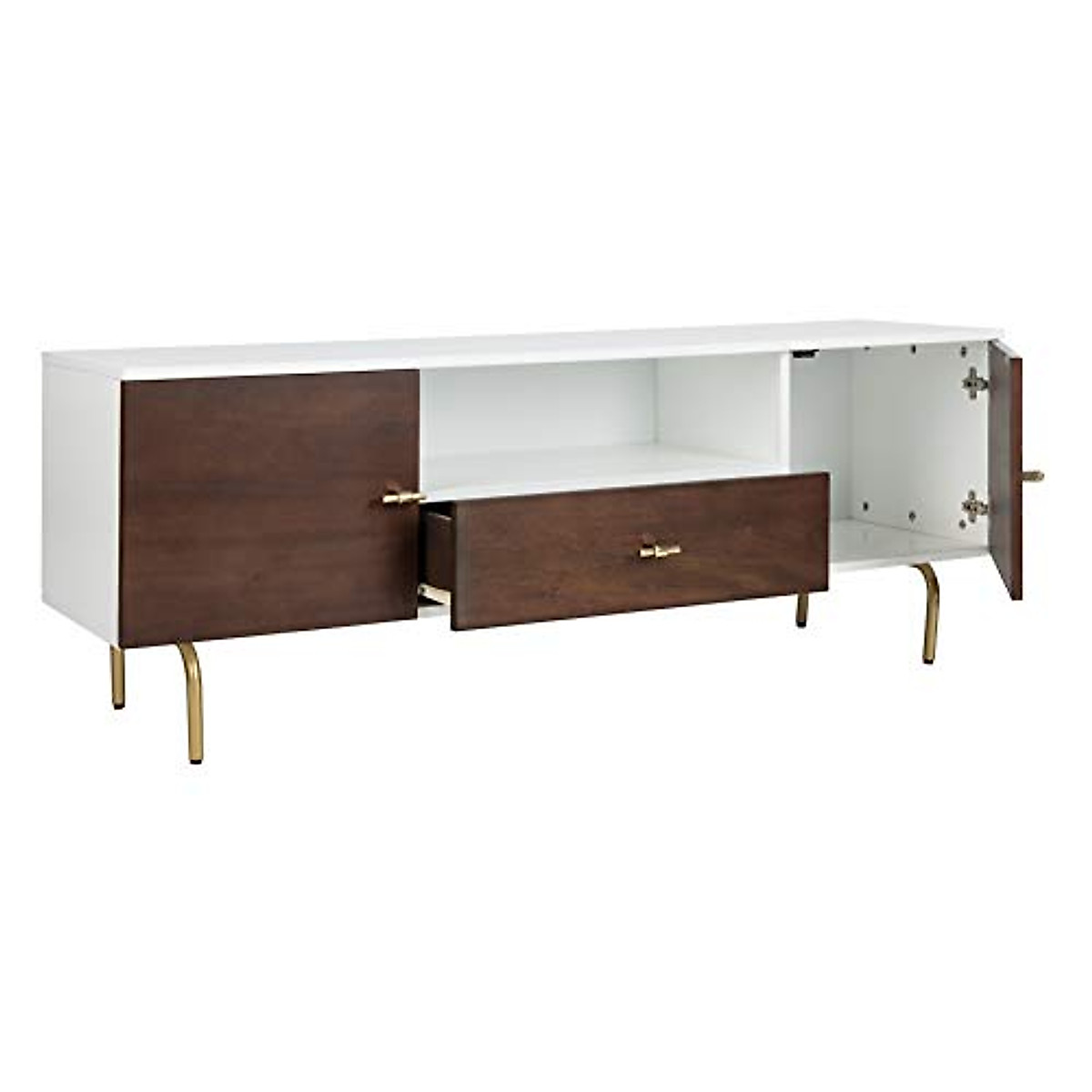 Safavieh Home Genevieve Mid-Century Modern Walnut and White Storage TV Media Stand
