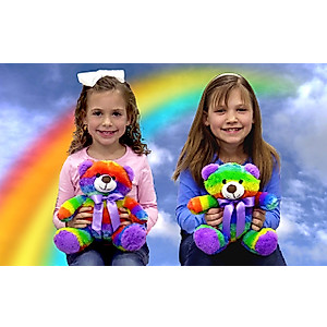 Rainbow Teddy Bear for Girls and Boys Plush Stuffed Animal Cuddly Soft Cheer up Gift 12 inch
