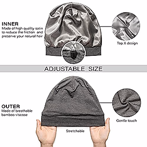 Silk Satin Bonnet Hair Cover Sleep Cap for Sleeping Beanie Hat Adjustable Stay On Headwear Lined Natural Nurse Cap for Women
