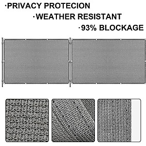 2'6" x 15' Grey Fence Screen Balcony Privacy Screen Shade Netting Mesh Cloth with Grommets for Apartment, Patio, Backyard, Porch, Railing - Customized Size